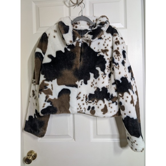 Brave Soul | Jackets & Coats | Womens Cow Print Faux Fur Jacket Xl Nwt ...